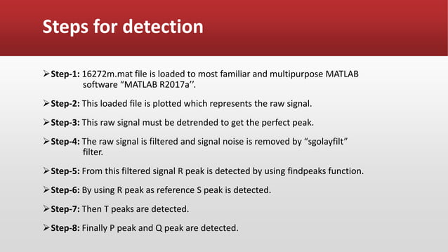 P-QRS-T peak detection of ECG signal by MATLAB | PPTX | Heart and ...