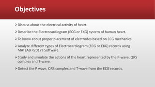 P-QRS-T peak detection of ECG signal by MATLAB | PPTX