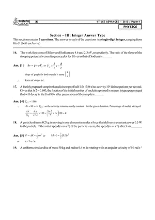 Triumph JEE Advanced Physics- Paper 1 | PDF | Physics | Science