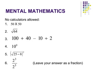 Wynberg girls high-louise keegan-maths-grade9-maths revision quiz | PPT