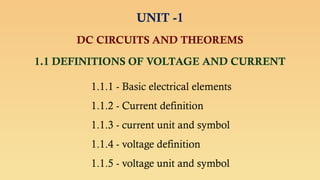 DC CIRCUITS AND THEOREMS & BASIC ELECTRICAL ELEMENTS.pptx