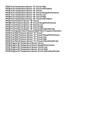 OBD2 Powertrain Code List (P0100- P0199) | PDF | Chemistry | Science