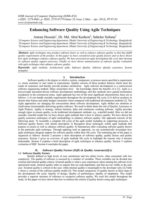Enhancing Software Quality Using Agile Techniques | PDF