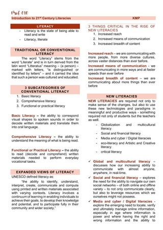 prof 010 introduction to 21st century literacy | PDF