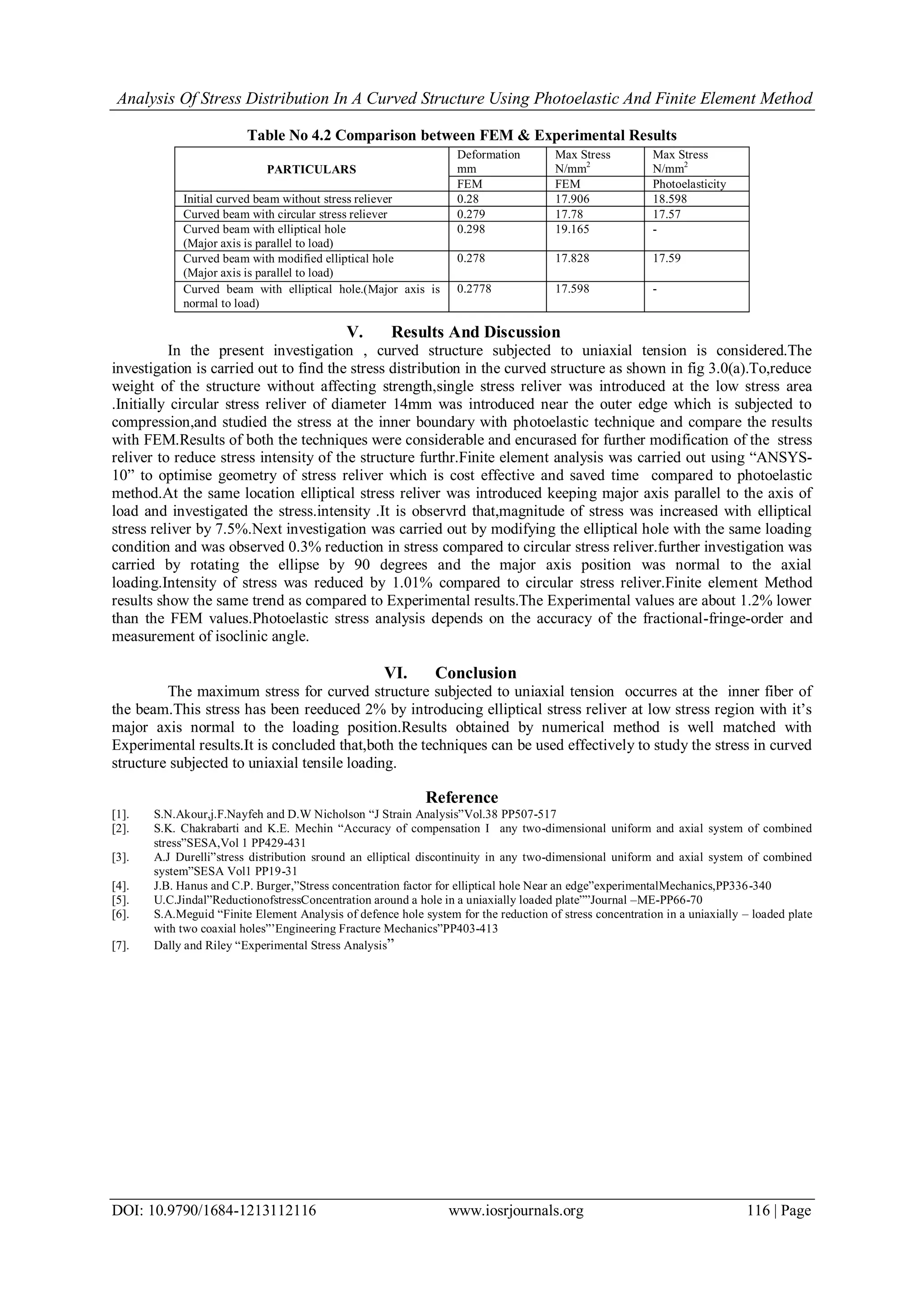 Analysis of Stress Distribution in a Curved Structure Using Photoelastic and Finite Element ...