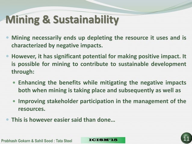 Sustainable Development in the Mining Industry - presentation at QCFI ...