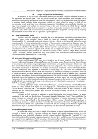 A survey on Script and Language identification for Handwritten document ...