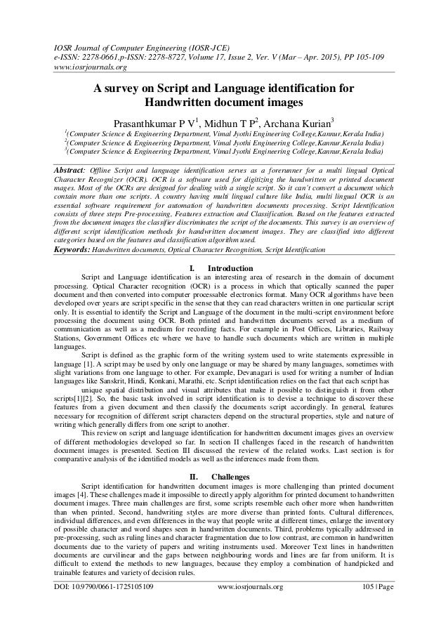 A Survey On Script And Language Identification For Handwritten Docume…