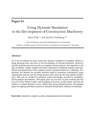 Using Dynamic Simulation in the Development of Construction Machinery | PDF