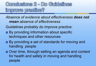 Guidelines for moving and handling people: Do they improve practice? | PPTX
