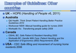 Guidelines for moving and handling people: Do they improve practice? | PPTX