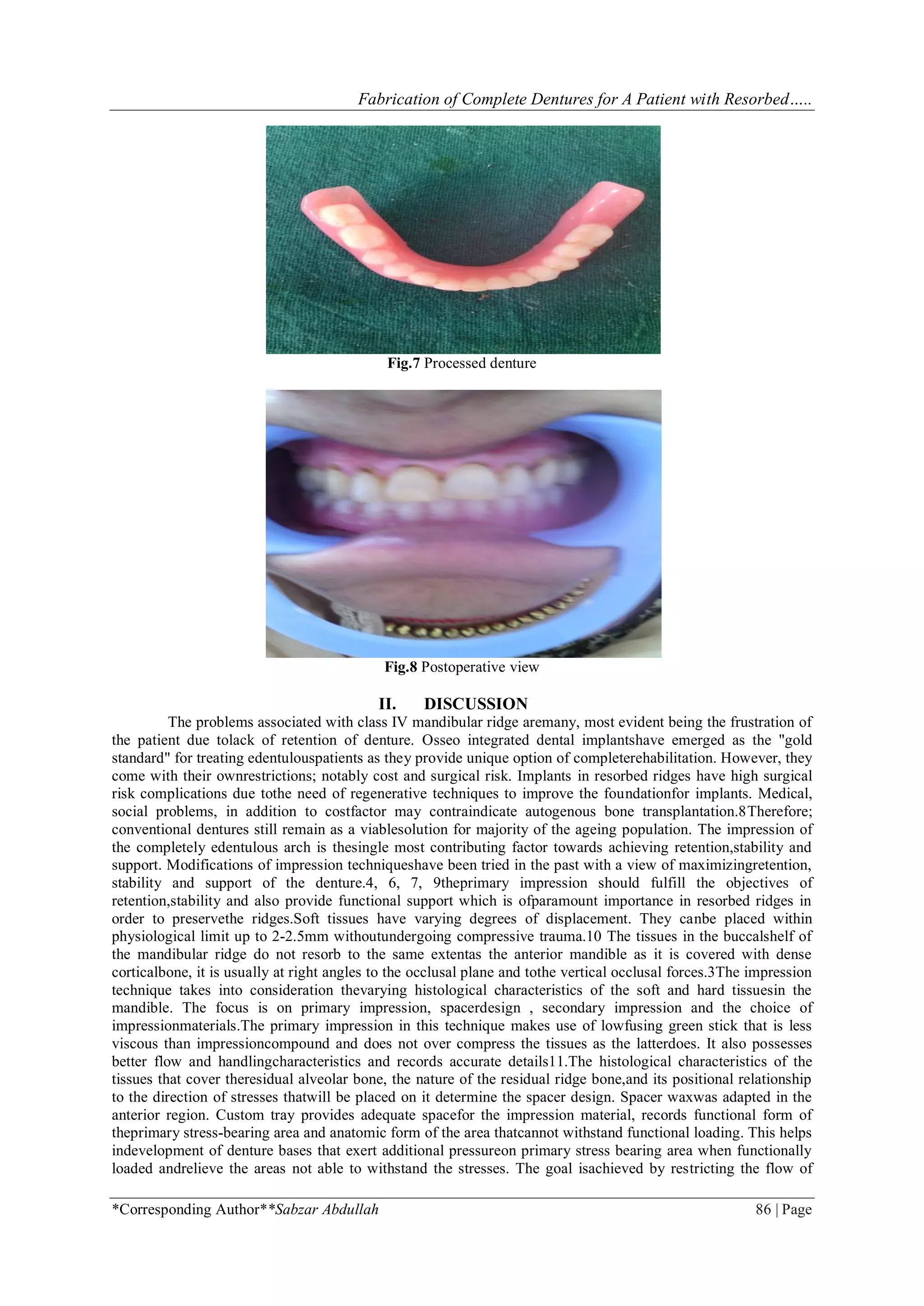 Fabrication of Complete Dentures for A Patient with Resorbed Mandibular ...