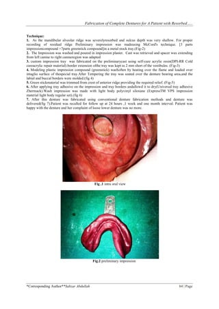 Fabrication of Complete Dentures for A Patient with Resorbed Mandibular ...