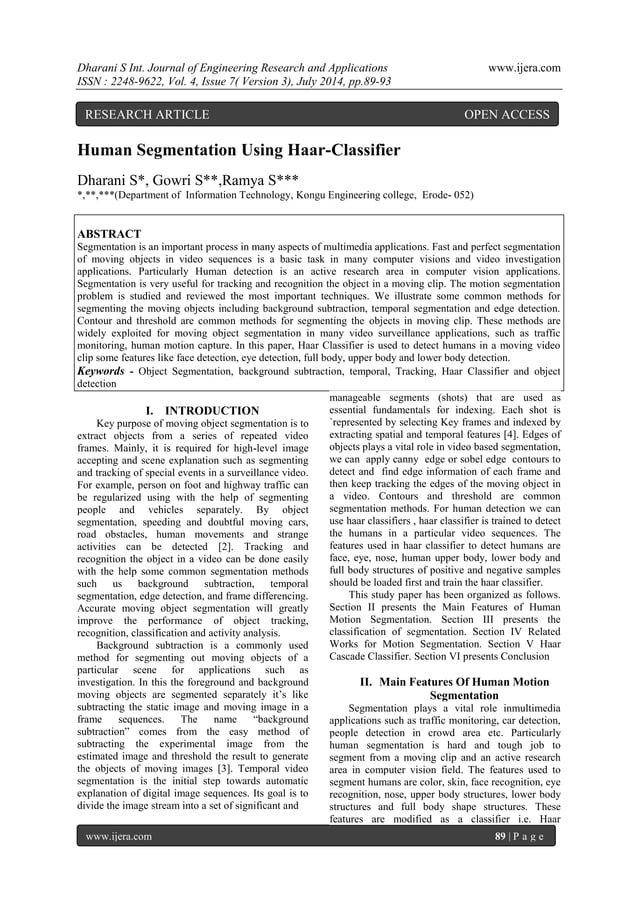 Human Segmentation Using Haar-Classifier | PDF