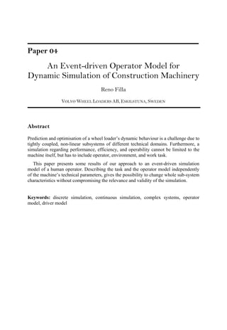 An Event-driven Operator Model for Dynamic Simulation of Construction Machinery | PDF