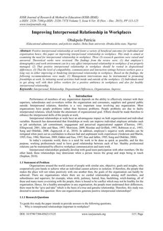 Improving Interpersonal Relationship in Workplaces | PDF