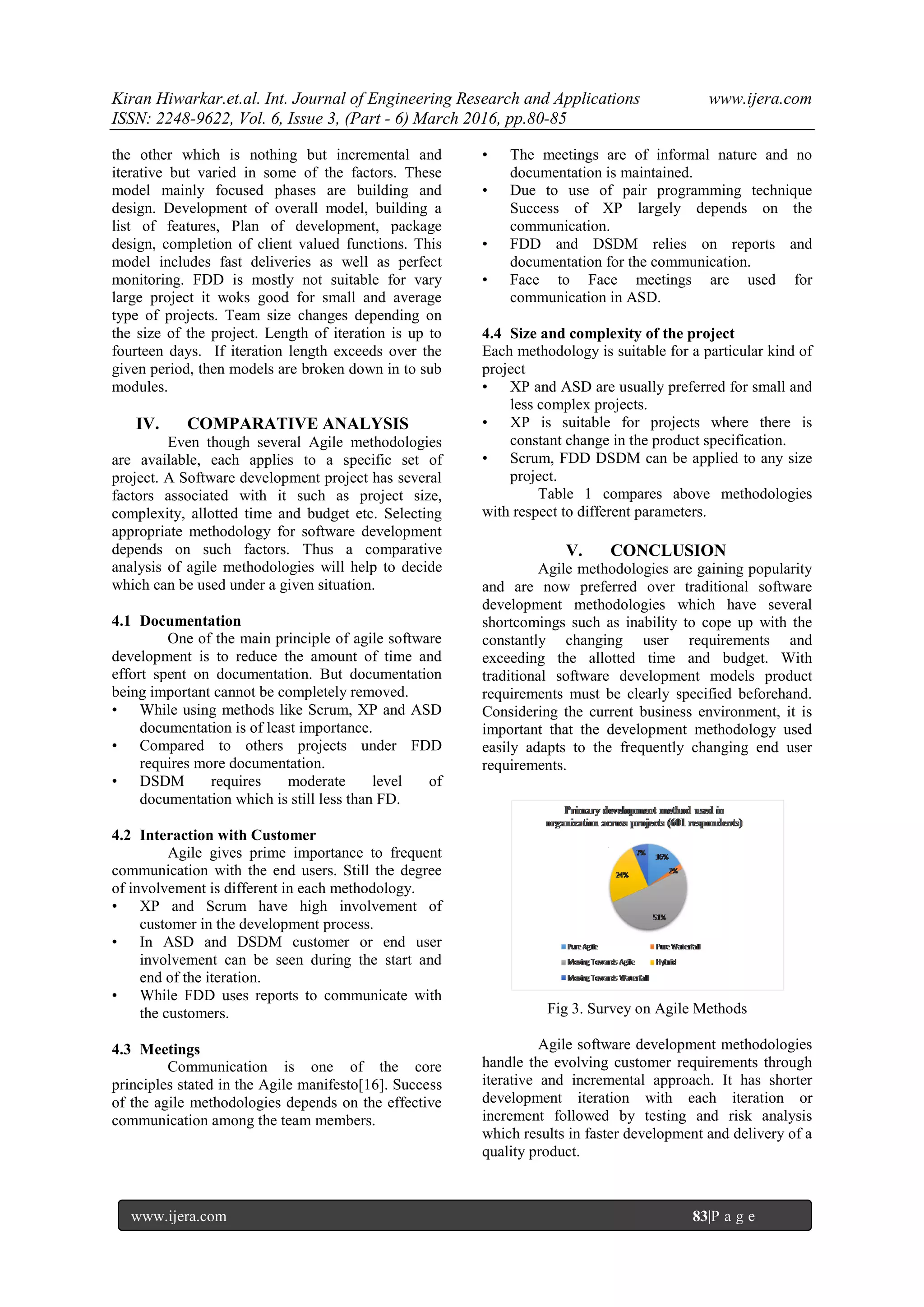 Comparative Analysis of Agile Software Development Methodologies-A ...
