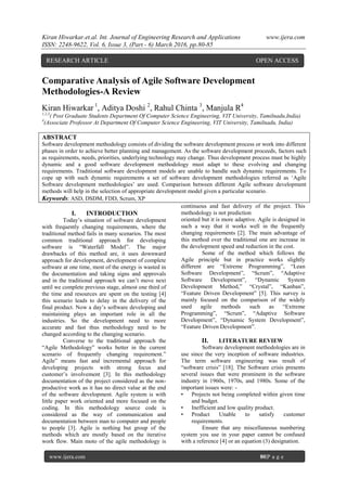 Comparative Analysis of Agile Software Development Methodologies-A ...