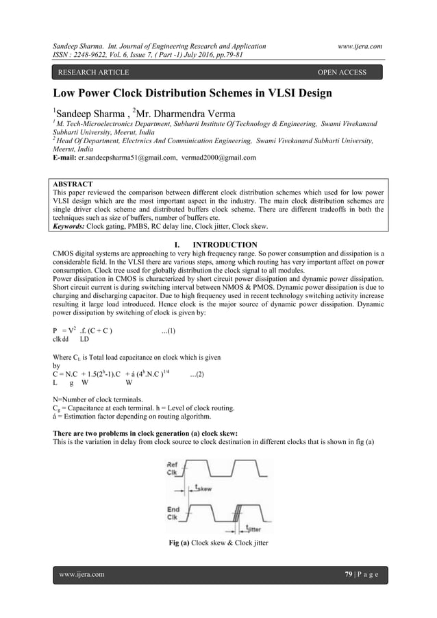 Low Power Clock Distribution Schemes In Vlsi Design Pdf Computer Networking Computing