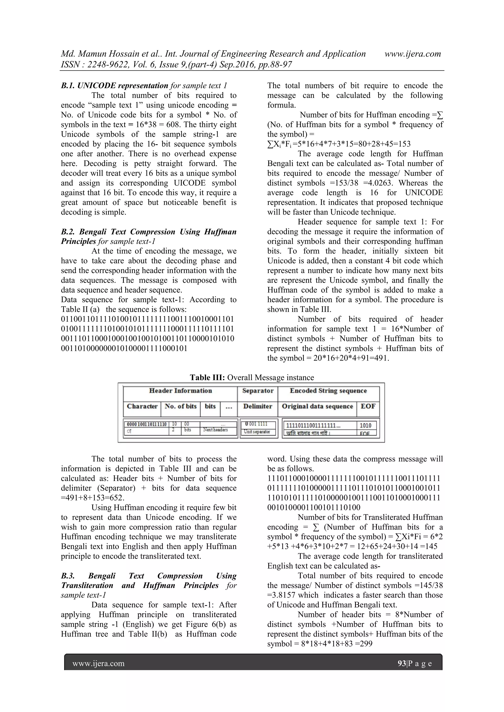 Performance Improvement Of Bengali Text Compression Using Transliteration And Huffman Principle ...