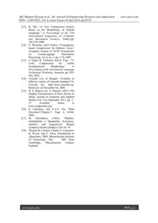 Performance Improvement Of Bengali Text Compression Using Transliteration And Huffman Principle ...