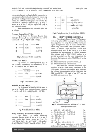Implementation and Comparison of Efficient 16-Bit SQRT CSLA Using Parity Preserving Reversible ...
