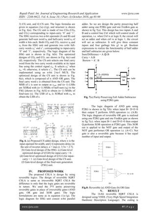 Implementation and Comparison of Efficient 16-Bit SQRT CSLA Using Parity Preserving Reversible ...