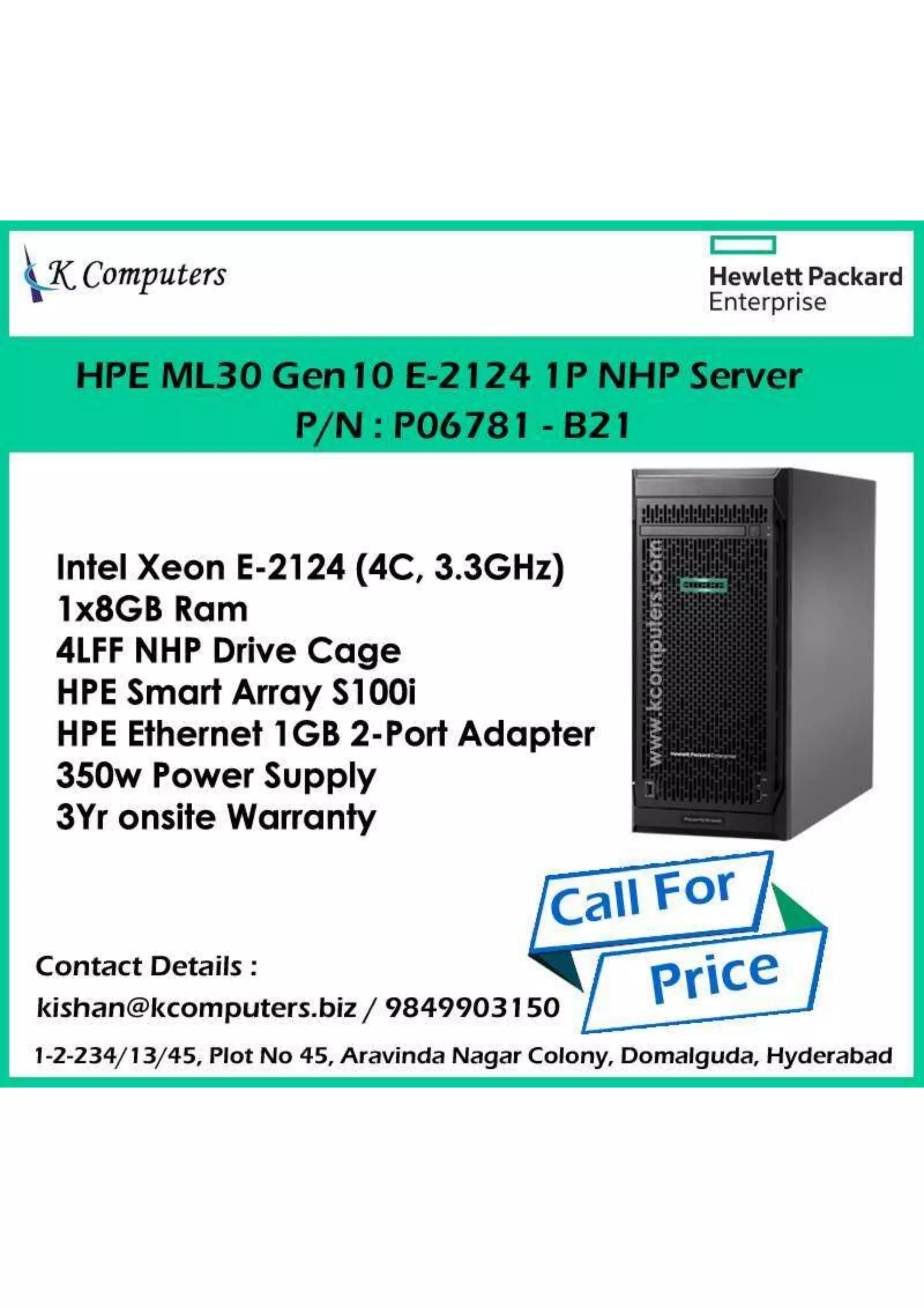 HPE ML30GEN10 E-2124 1P NHP Server | PPTX