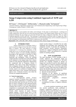 Image Compression using Combined Approach of EZW and LZW | PDF