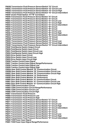 OBD2 Powertrain Code List (P0800- P0899) | PDF