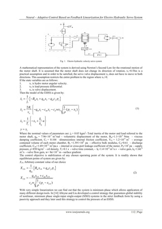 Neural – Adaptive Control Based on Feedback Linearization for Electro Hydraulic Servo System | PDF