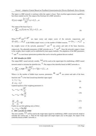 Neural – Adaptive Control Based on Feedback Linearization for Electro Hydraulic Servo System | PDF