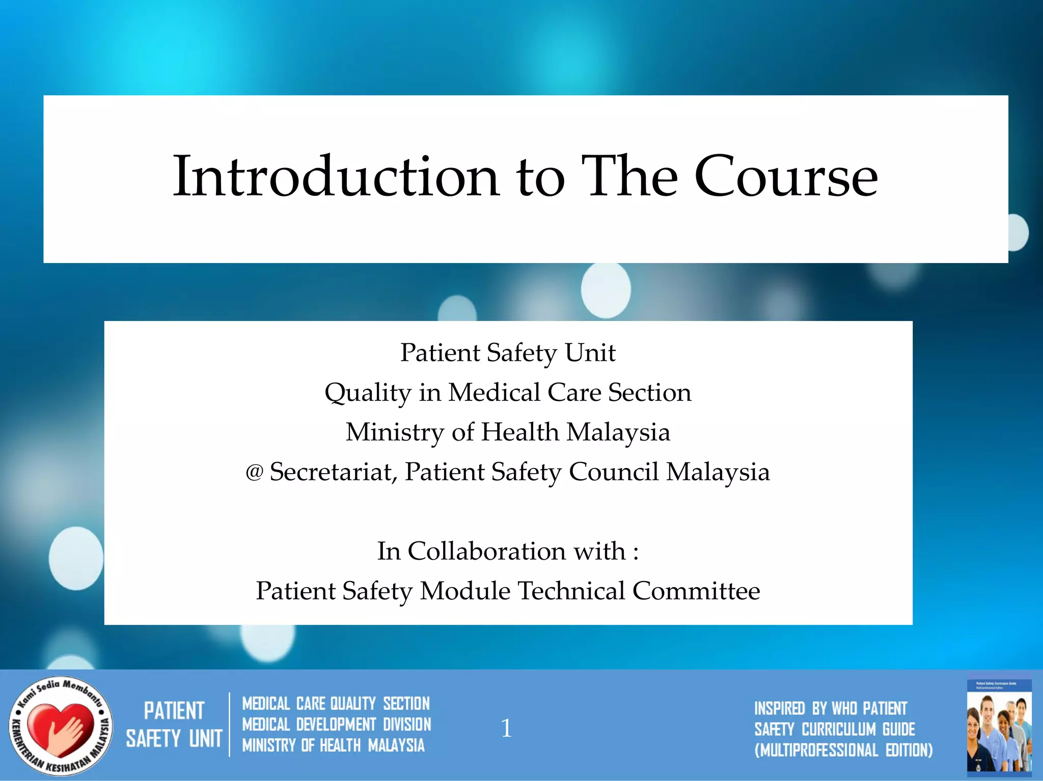 P0 INTRODUCTION TO PATIENT SAFETY COURSE HOUSEMANSHIP MALAYSIA | PDF