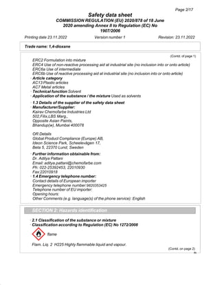 1,4-DIOXANE CHEMICAL MATERIAL SAFETY DATA SHEET | PDF