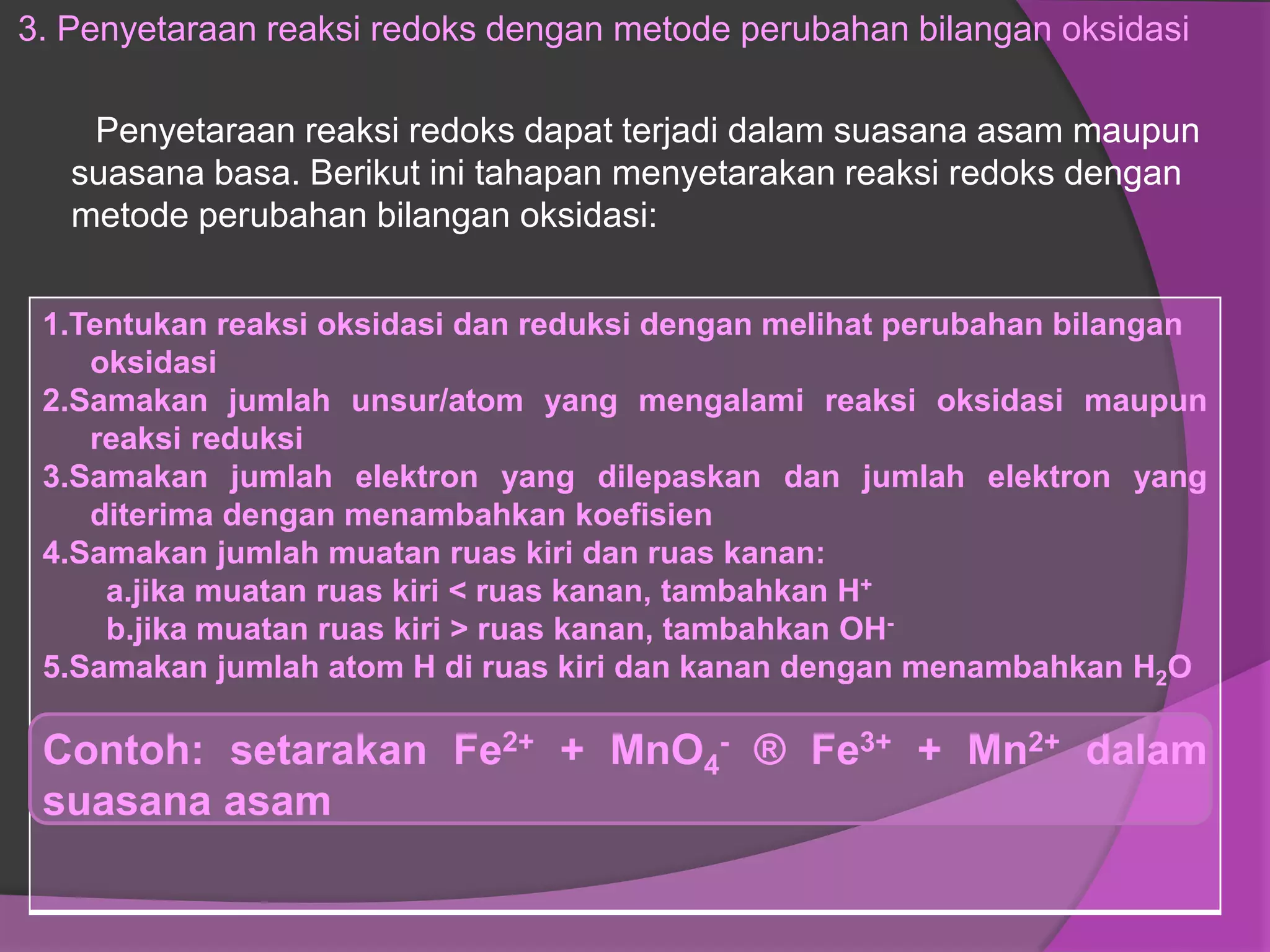 Penyetaraan reaksi redoks dan Elektrokimia | PPTX