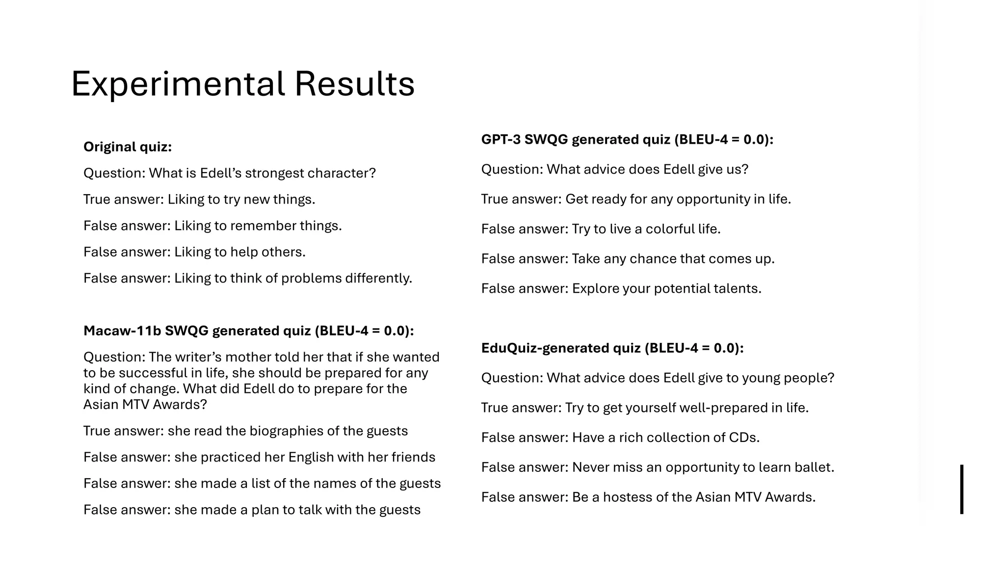 Reading Comprehension Quiz Generation using Generative Pre-trained ...