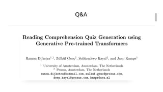 Reading Comprehension Quiz Generation using Generative Pre-trained Transformers | PDF