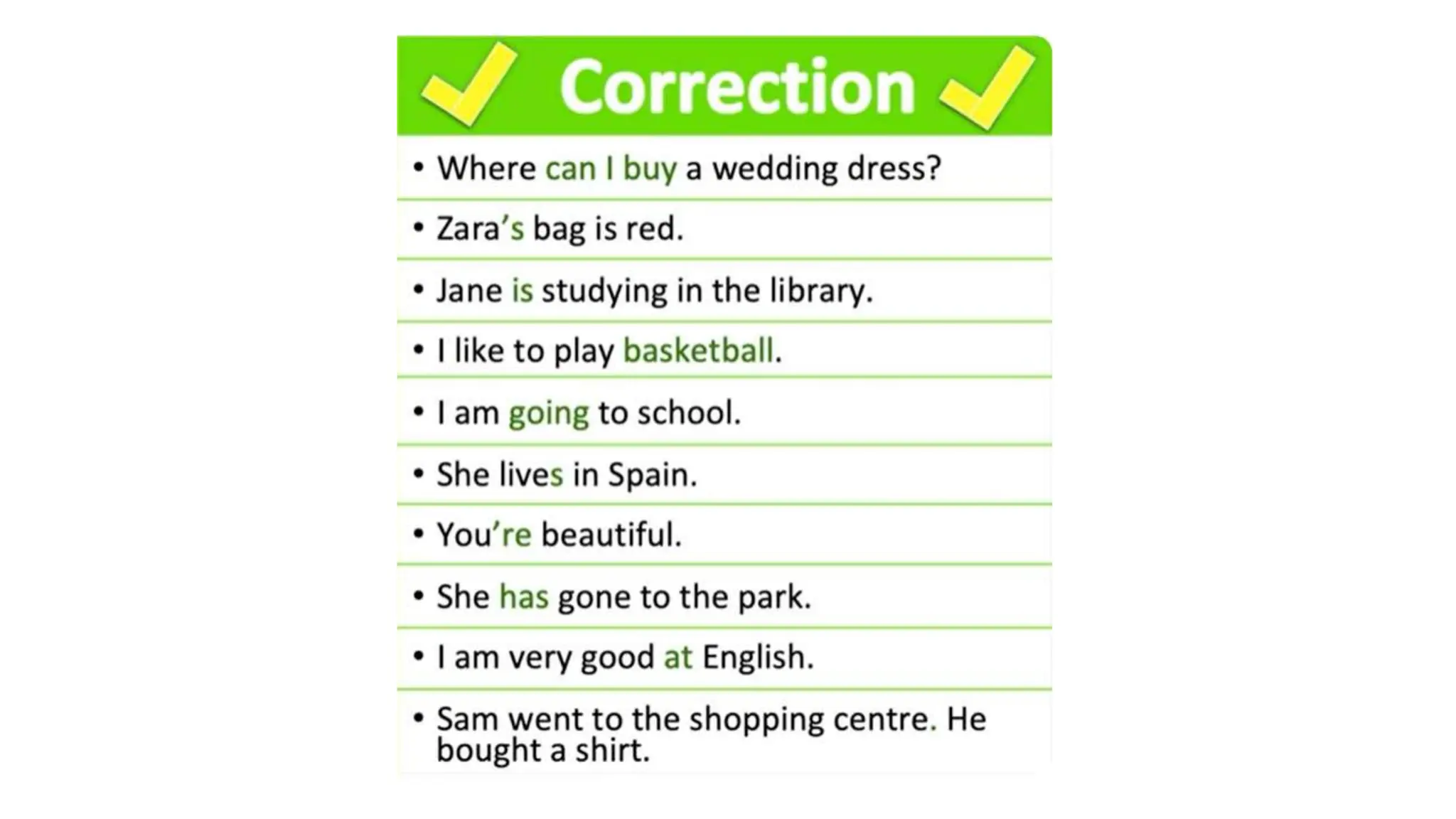grammar correct sentences where wrong sentences are given and you can ...