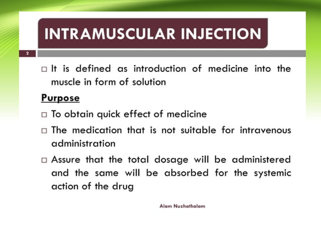 Intra muscular injection procedure.,site | PPT