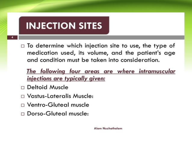 Intra muscular injection procedure.,site | PPT
