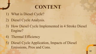 diesel cycle - a four-stroke cycle in which combustion takes place at ...