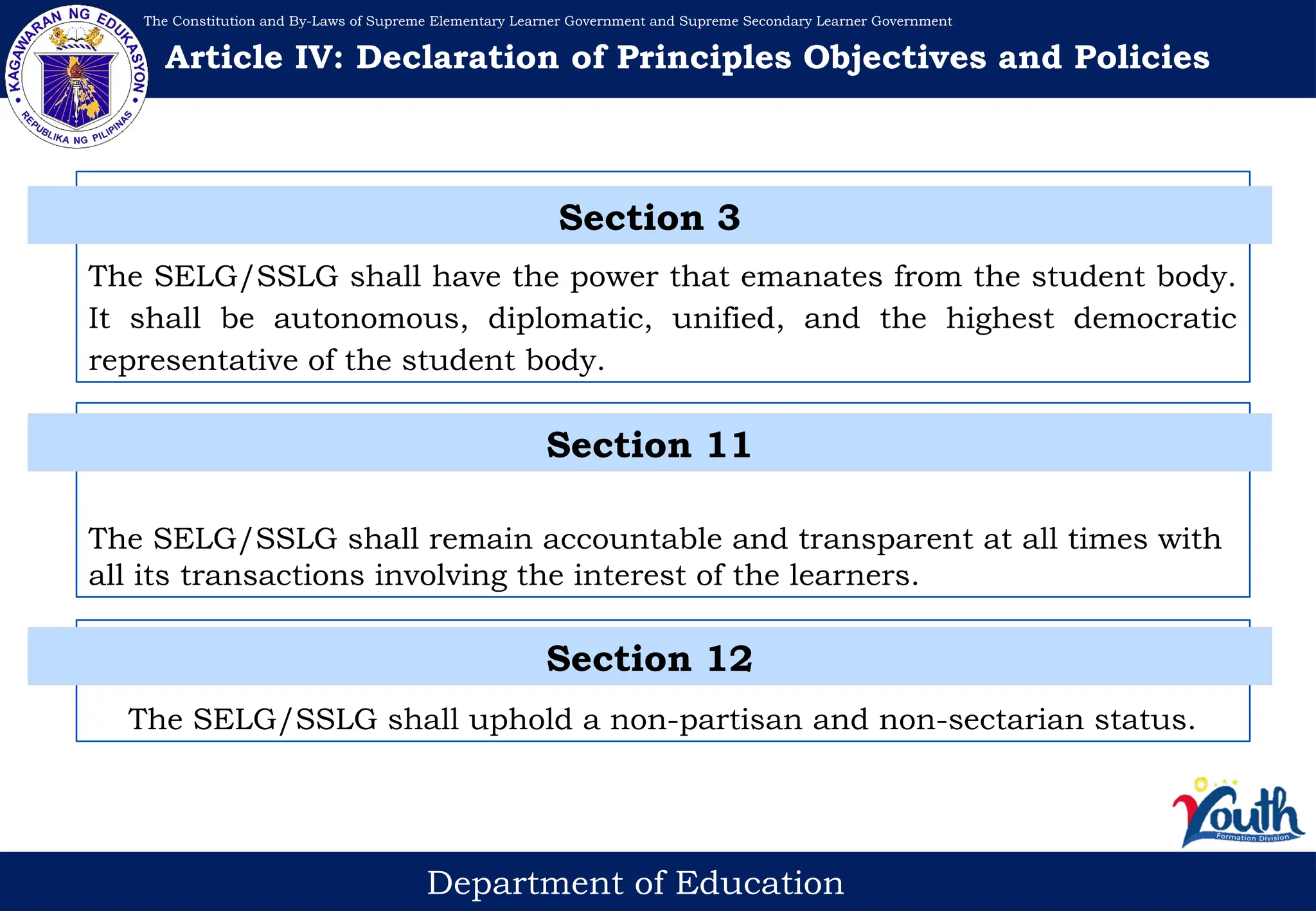 Constitution and by Laws of the Supreme Secondary Learner government | PPTX