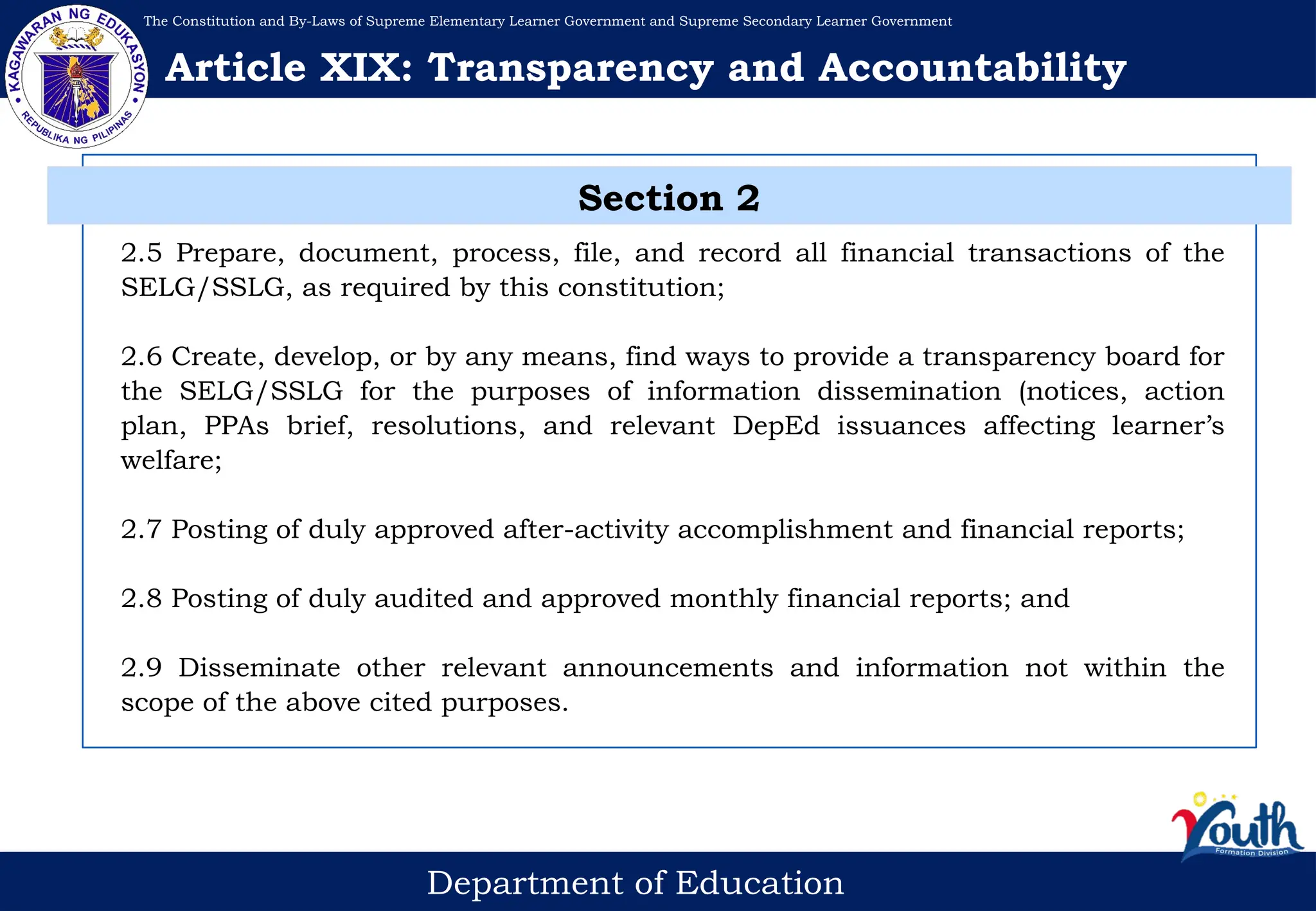 Constitution and by Laws of the Supreme Secondary Learner government | PPTX