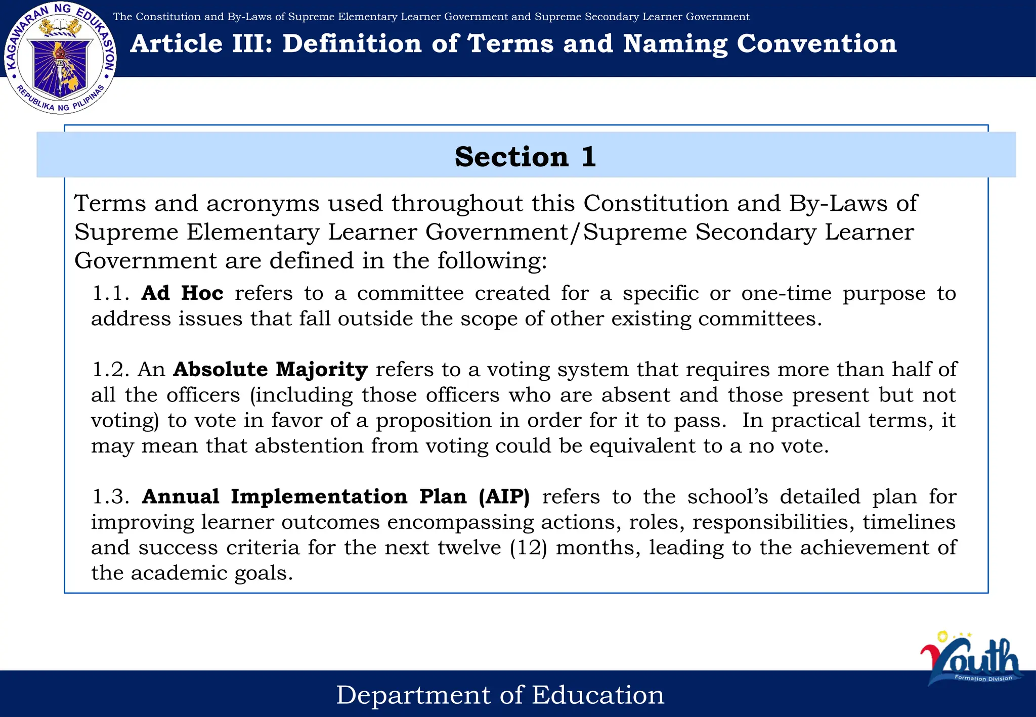 Constitution and by Laws of the Supreme Secondary Learner government | PPTX