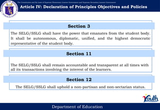 Constitution and by Laws of the Supreme Secondary Learner government | PPTX