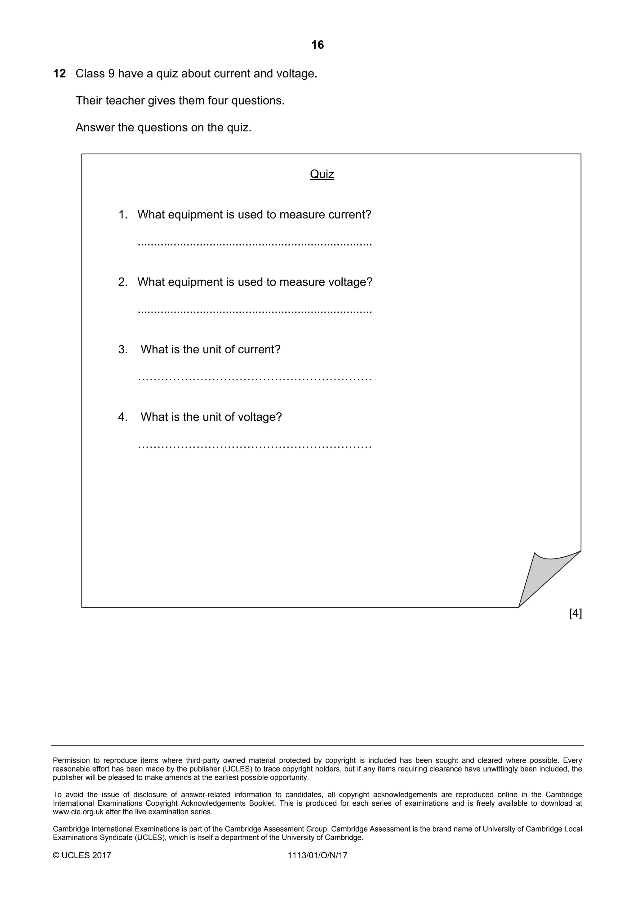 Checkpoint Lower Secondary Past Papers-P1 October-2017-science | PDF