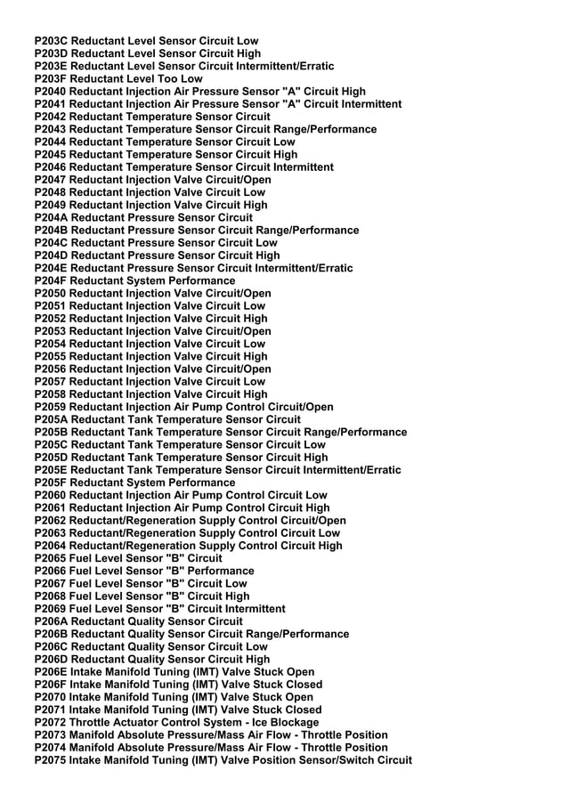 OBD2 Powertrain Code List (P1000- P2099) | PDF