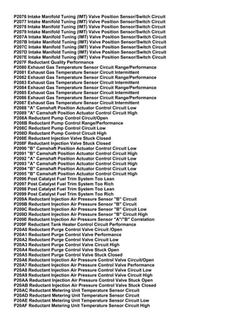 OBD2 Powertrain Code List (P1000- P2099) | PDF