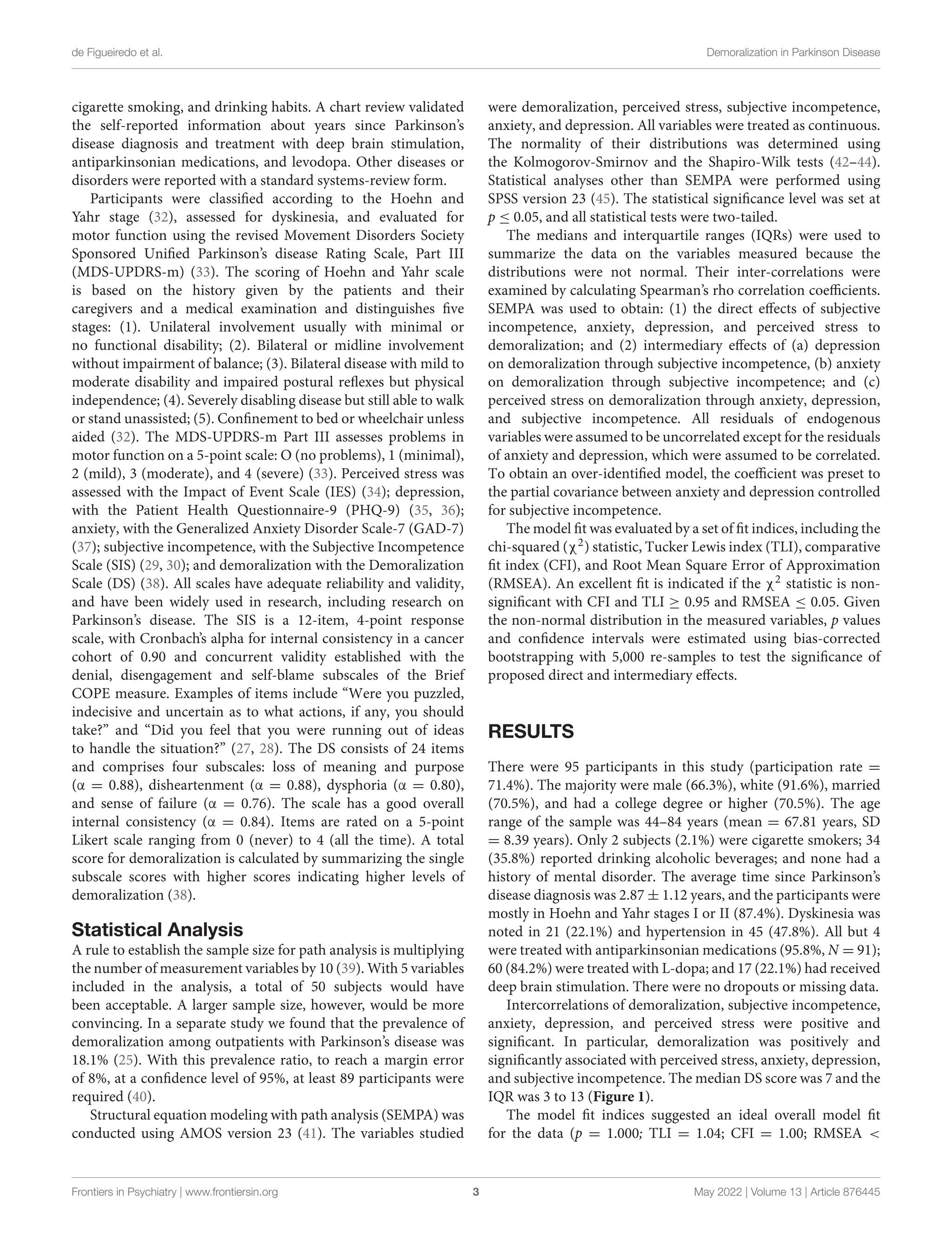 From Perceived Stress to Demoralization in Parkinson Disease: A Path ...