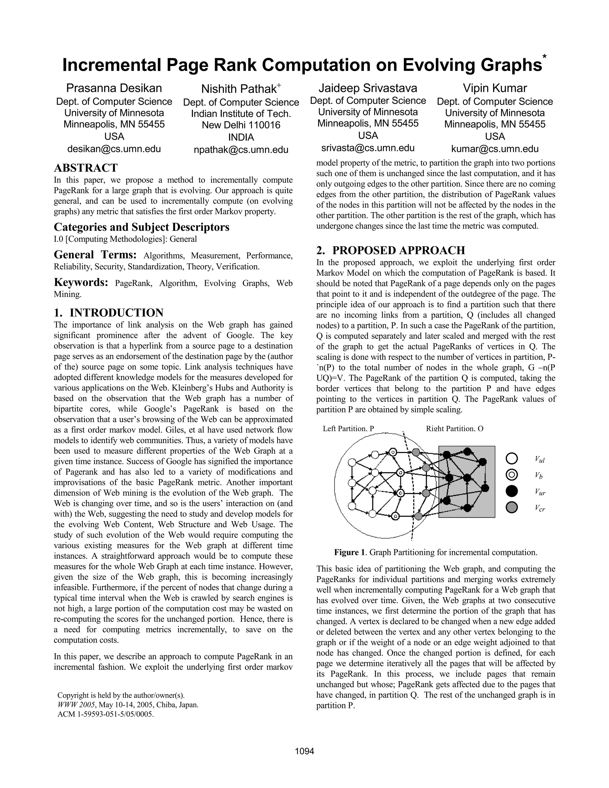 Incremental Page Rank Computation on Evolving Graphs | PDF